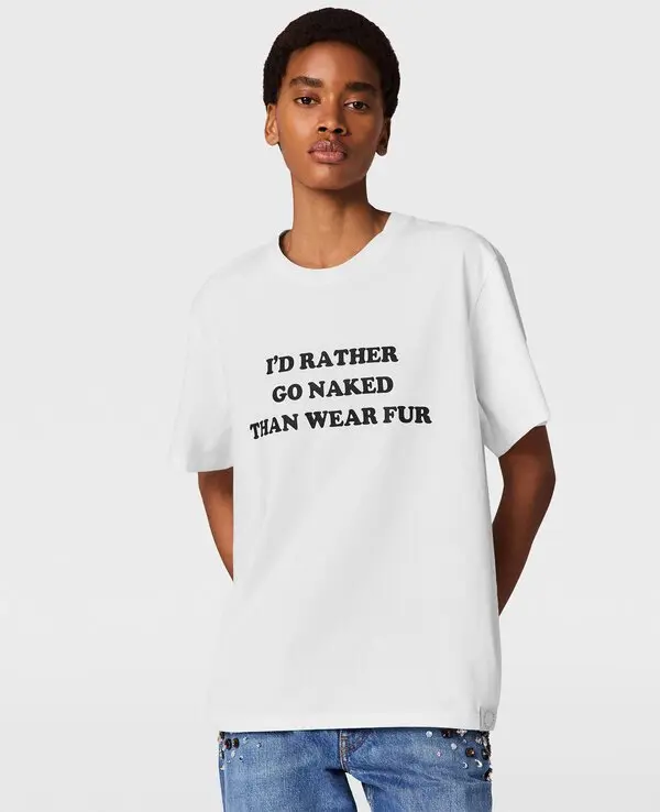 Stella McCartney Rather Go Naked' Slogan T-shirt