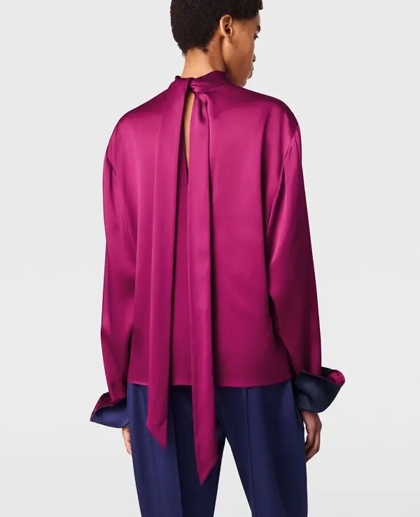 Stella McCartney Tie-back High-neck Satin Top