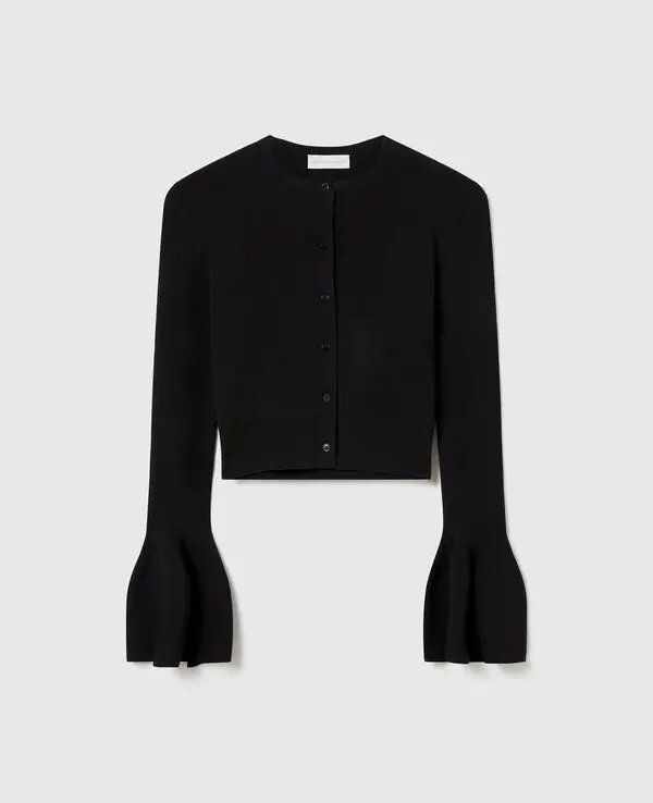 Stella McCartney Compact Knit Bell-sleeve Cardigan