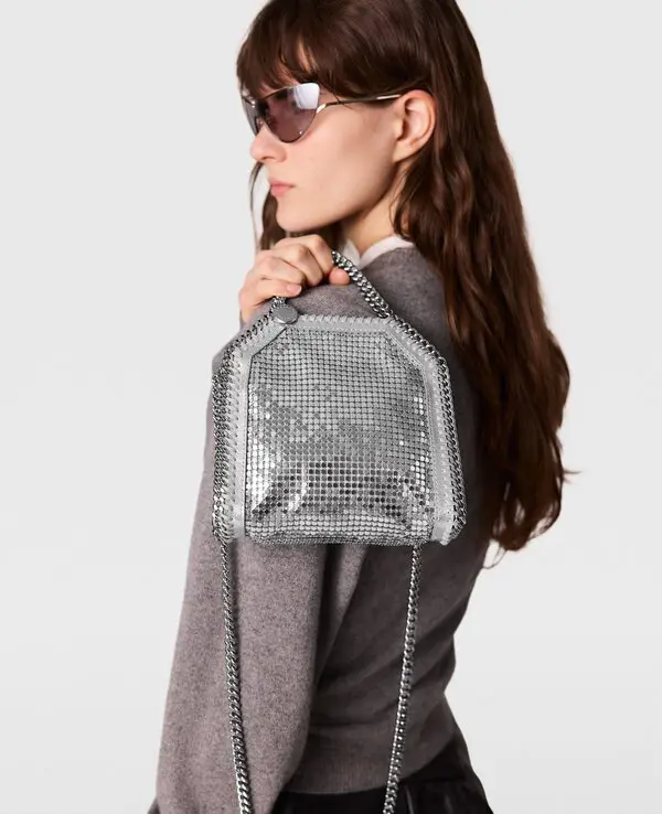 Stella McCartney Falabella Chainmail Tiny Tote Bag - Silver