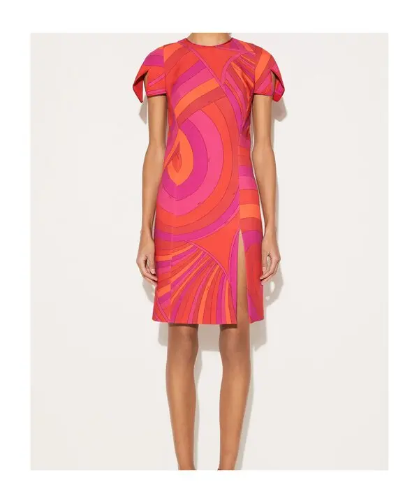 Emilio Pucci Printed Round-collar Short-sleeve Dress