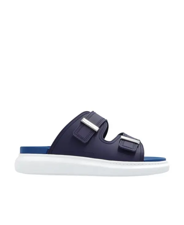 Alexander McQueen Logo-engraved Double-strap Sandals - Blue