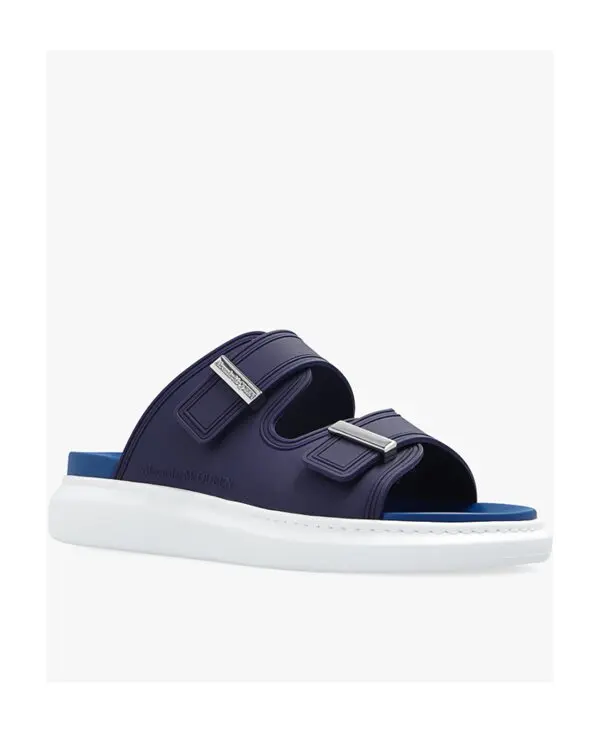 Alexander McQueen Logo-engraved Double-strap Sandals - Blue