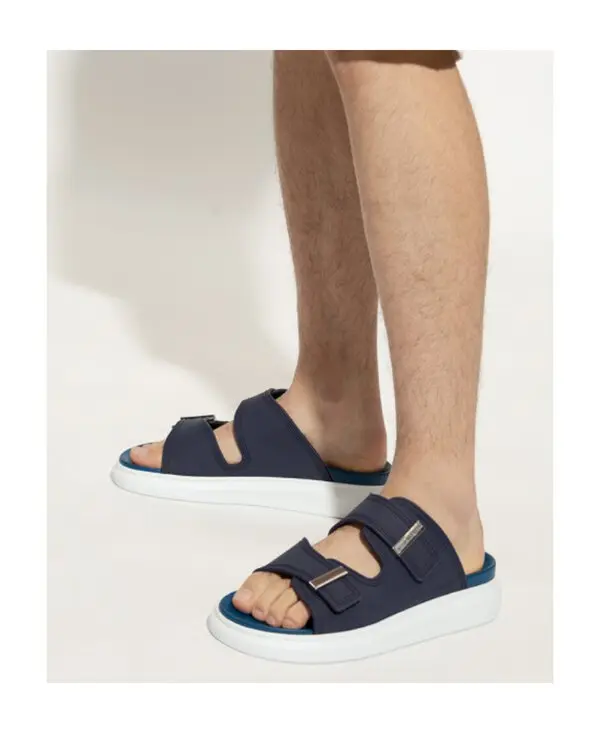 Alexander McQueen Logo-engraved Double-strap Sandals - Blue