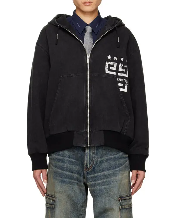 Givenchy Logo Zipper Denim Coat