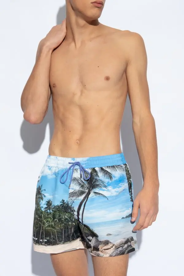 Paul Smith Paradise-print Swimming Shorts - Blue