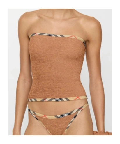 Burberry Devyn Swim Skirt/tube Top - Metallic Cocoa