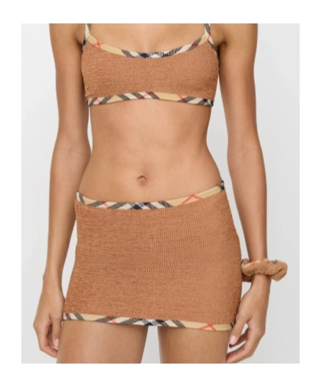 Burberry Devyn Swim Skirt/tube Top - Metallic Cocoa