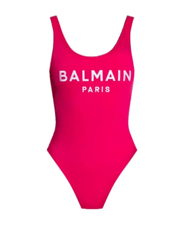 Balmain Embroidered-logo Scoop-back Swimsuit