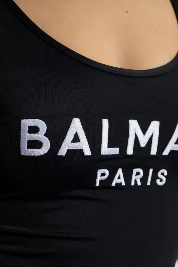 Balmain Logo Embroidered One Piece Swimsuit