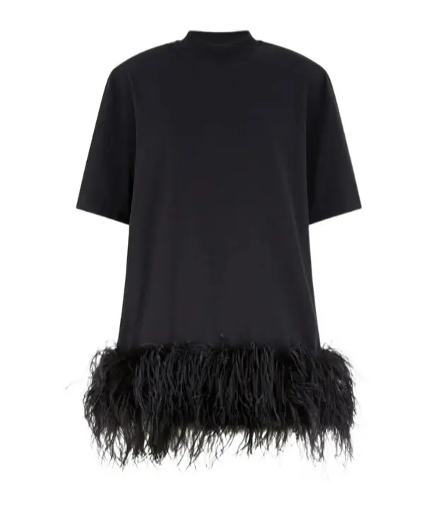 Attico Short Sleeve Crewneck Dress - Black