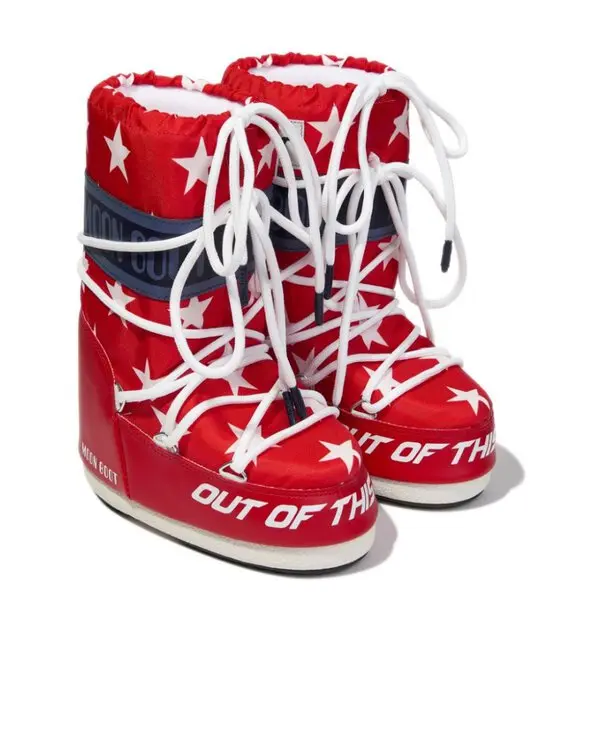 Moon Boot Icon Retrobiker Lace-up Snow Boots - Red