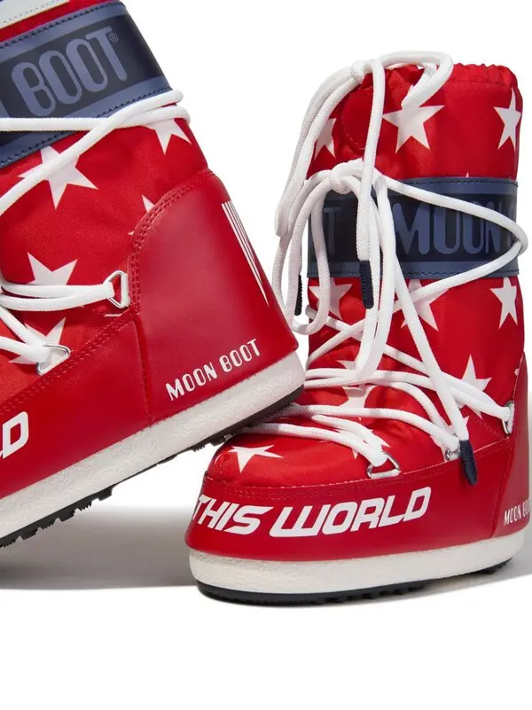Moon Boot Icon Retrobiker Lace-up Snow Boots - Red