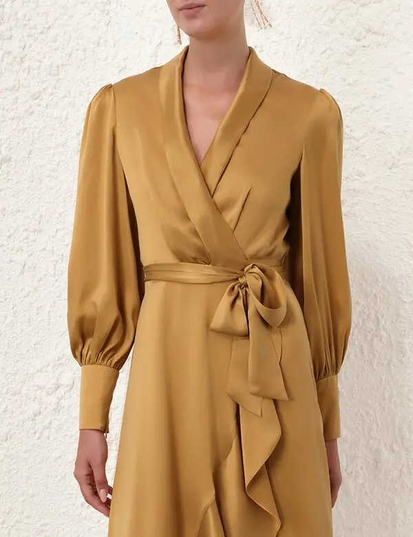 Zimmermann Wrap Satin Midi Dress