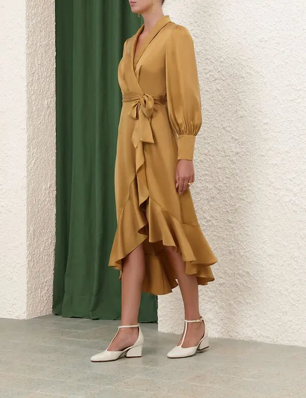 Zimmermann Wrap Satin Midi Dress