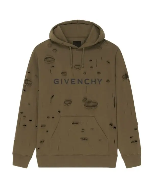 Givenchy Hooded Felpa Sweatshirt With Destroyed Effect