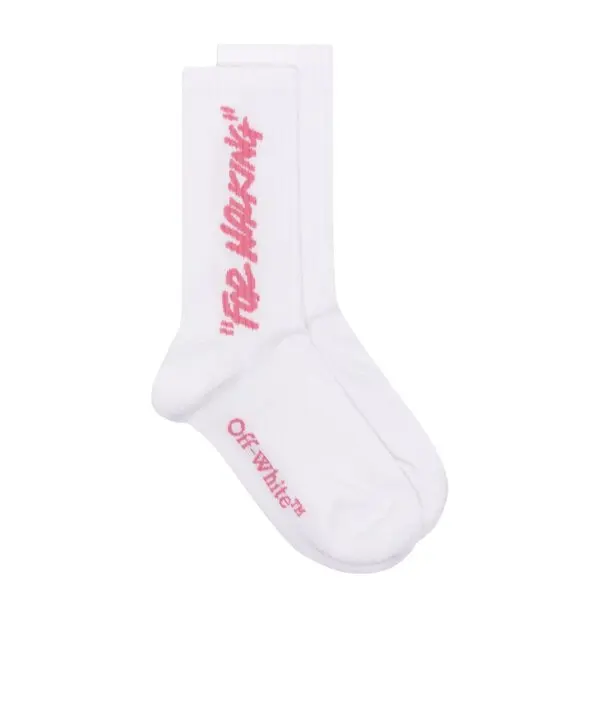 Off-White For Walking' Ribbed Crew Socks - White