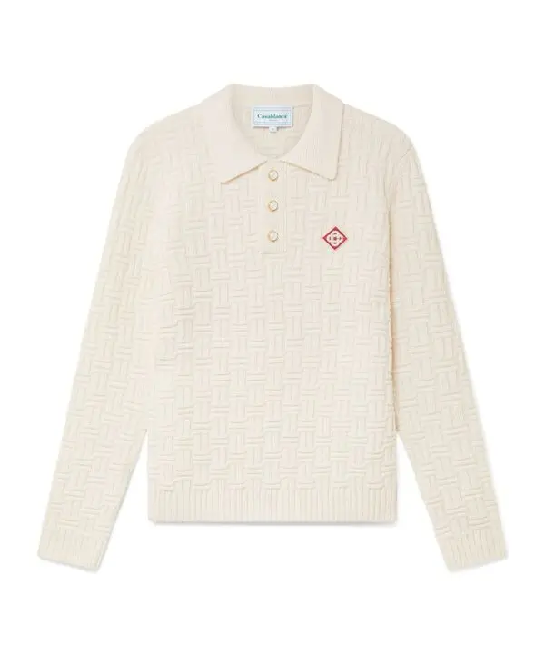 Casablanca Straight Knit Polo Shirt - White
