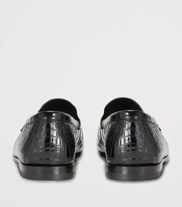Santoni Crocodile Carlos Penny Loafers
