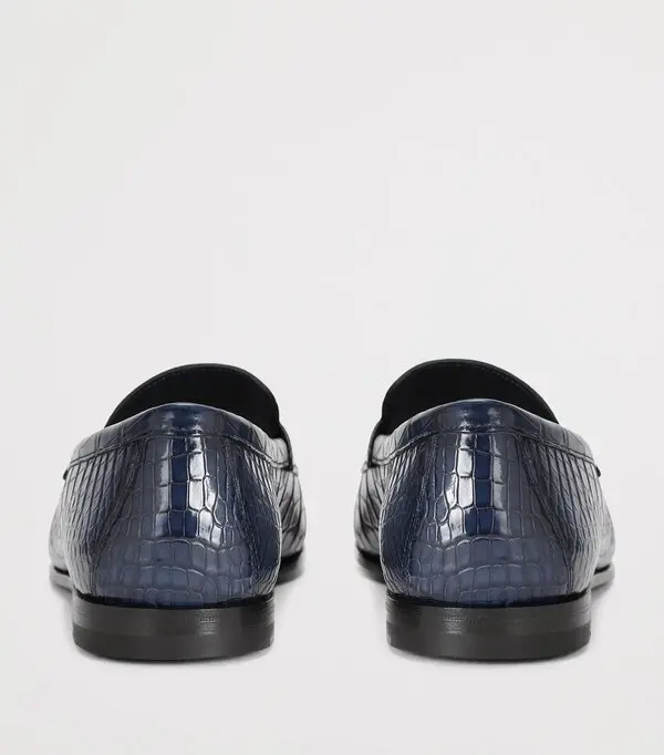Santoni Crocodile Carlos Penny Loafers