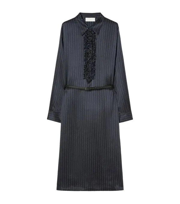 Marina Rinaldi Silk Pinstripe Midi Dress