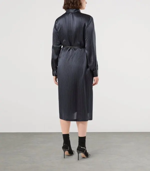 Marina Rinaldi Silk Pinstripe Midi Dress