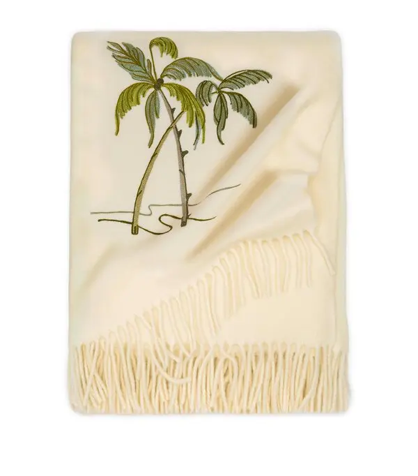 Loretta Caponi Wool Garden Of Eden Throw - Ivory