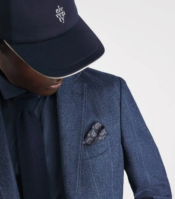 Eleventy Cotton-wool Pocket Square