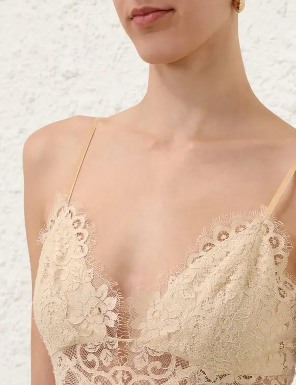 Zimmermann Illustration Semi-sheer Lace Bodysuit - Cream