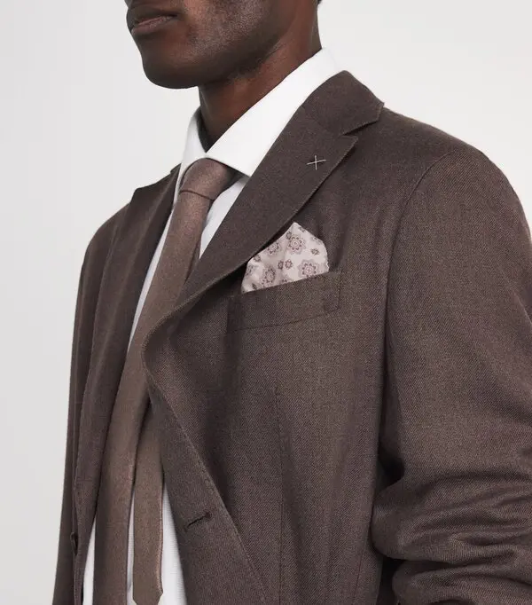 Eleventy Cotton-wool Geometric Pocket Square