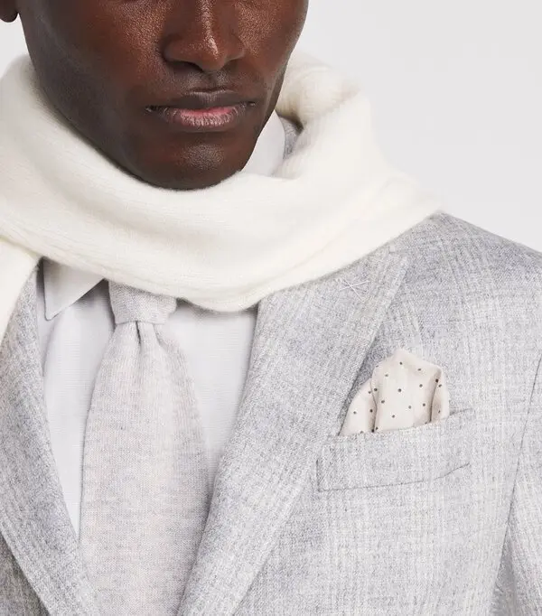 Eleventy Cotton-wool Geometric Pocket Square