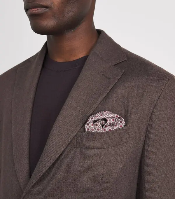 Eleventy Cotton-wool Geometric Pocket Square
