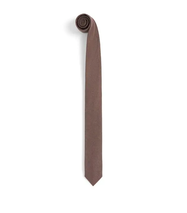 Eleventy Wool-silk-cashmere Neck Tie - Brown