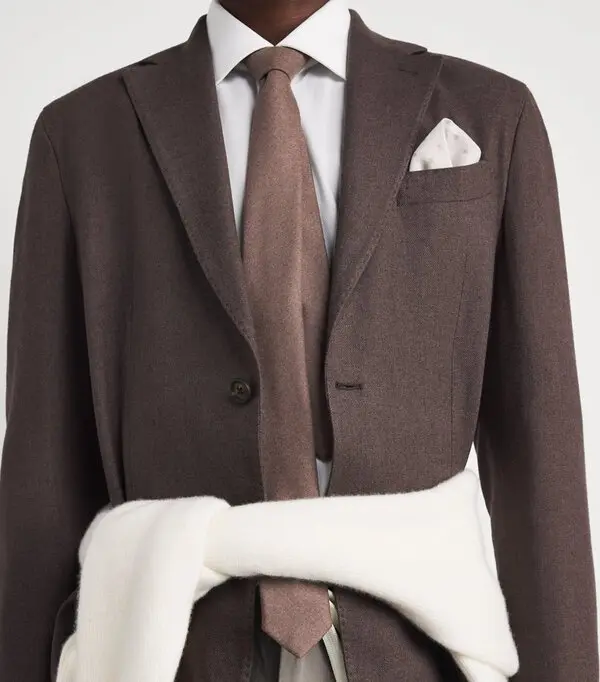 Eleventy Wool-silk-cashmere Neck Tie - Brown