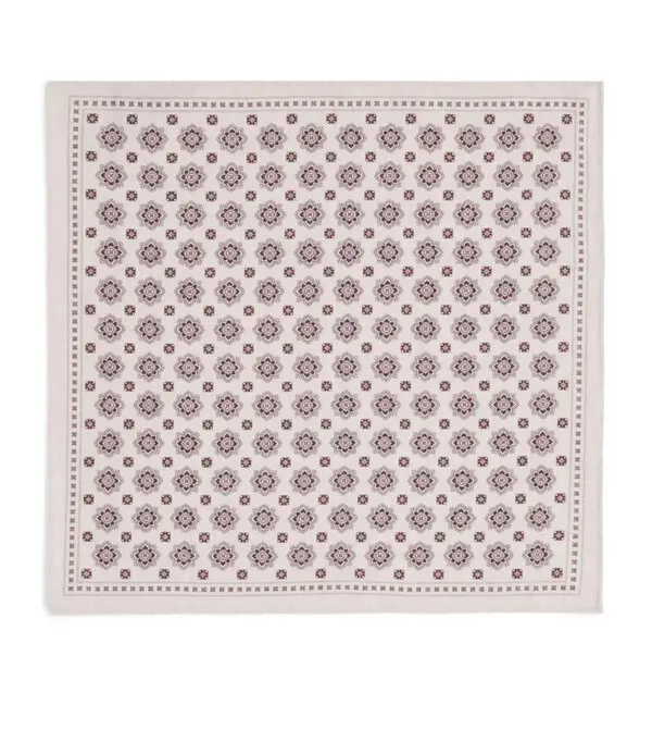 Eleventy Cotton-wool Geometric Pocket Square - Ivory