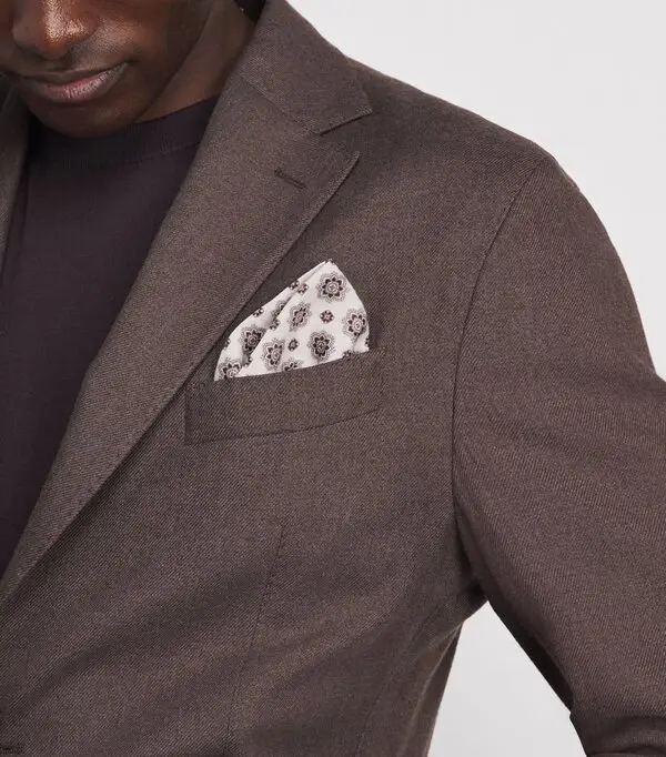 Eleventy Cotton-wool Geometric Pocket Square - Ivory