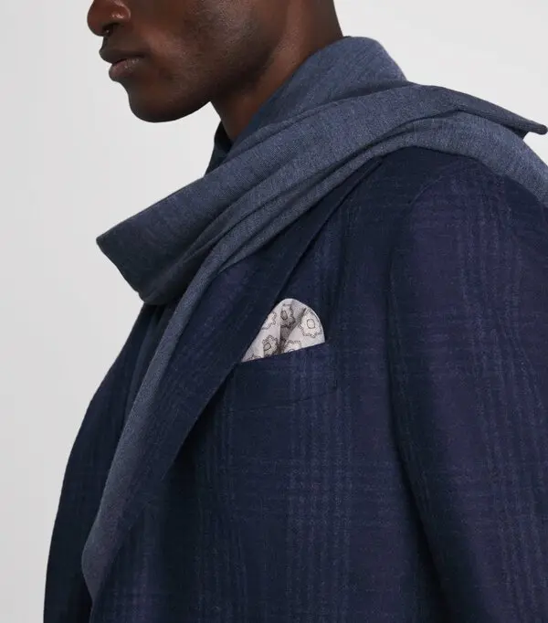 Eleventy Cotton-wool Geometric Pocket Square - Grey