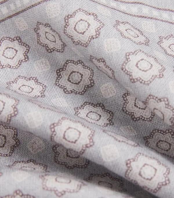 Eleventy Cotton-wool Geometric Pocket Square - Grey
