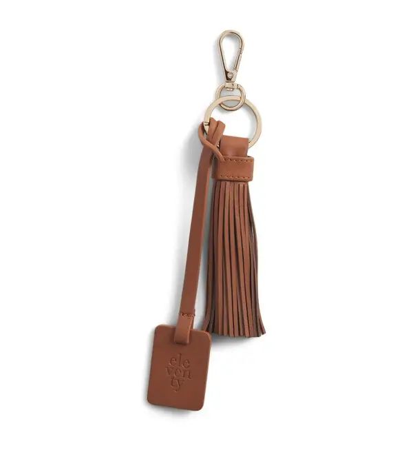Eleventy Calfskin Fringed Keyring - Beige