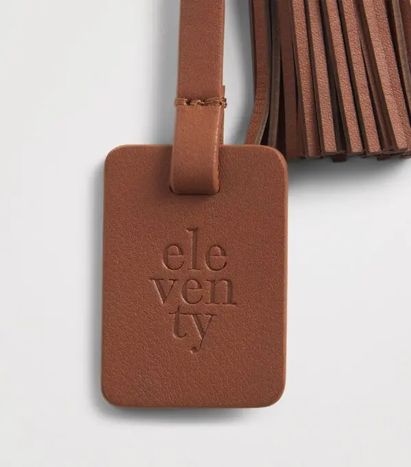 Eleventy Calfskin Fringed Keyring - Beige