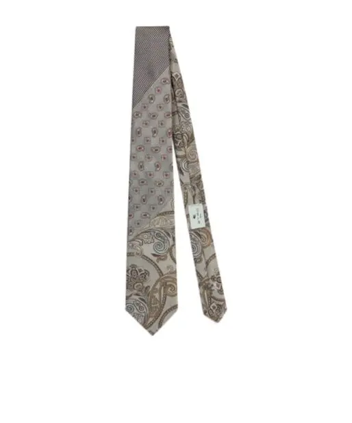 Etro Patchwork Pointed Tip Tie - Light Brown