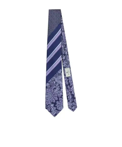 Etro Patchwork Pointed Tip Tie - Navy Blue