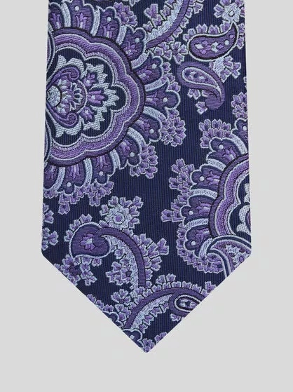 Etro Patchwork Pointed Tip Tie - Navy Blue