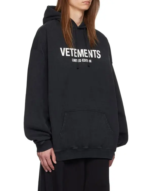 Vetements Logo Printed Drawstring Hoodie