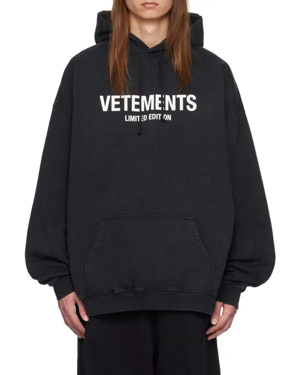 Vetements Logo Printed Drawstring Hoodie