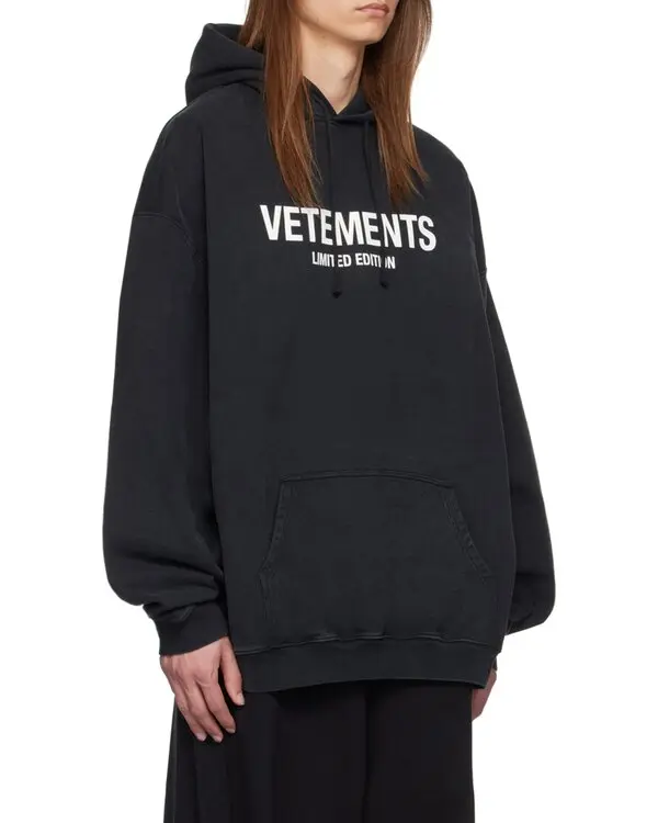 Vetements Logo Printed Drawstring Hoodie