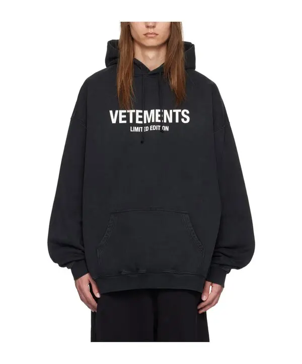Vetements Logo Printed Drawstring Hoodie