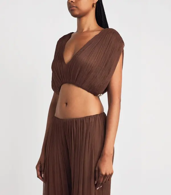 MORE NOIR Silk Chiffon Izzi Crop Top