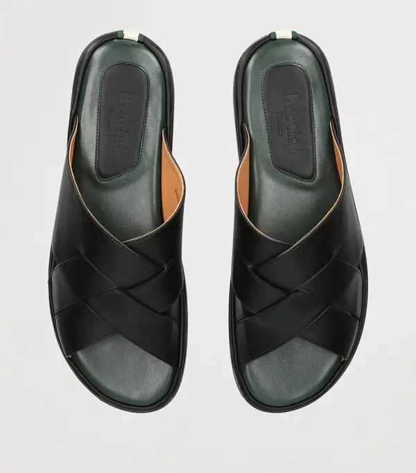BROTINI Leather Cross-strap Sandals - Black