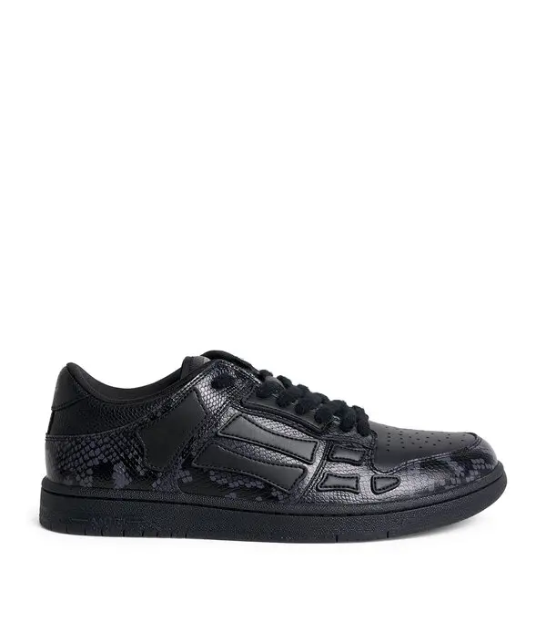 Amiri Leather Python-print Skel Top Low Sneakers - Black